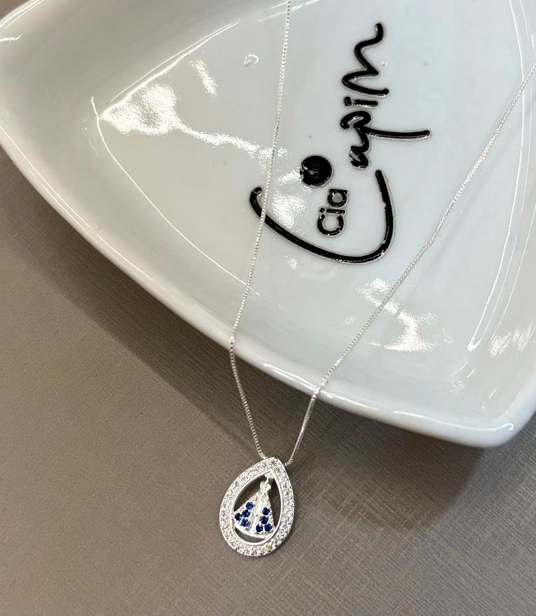 Colar Nossa Senhora com micro gravação e banho de prata